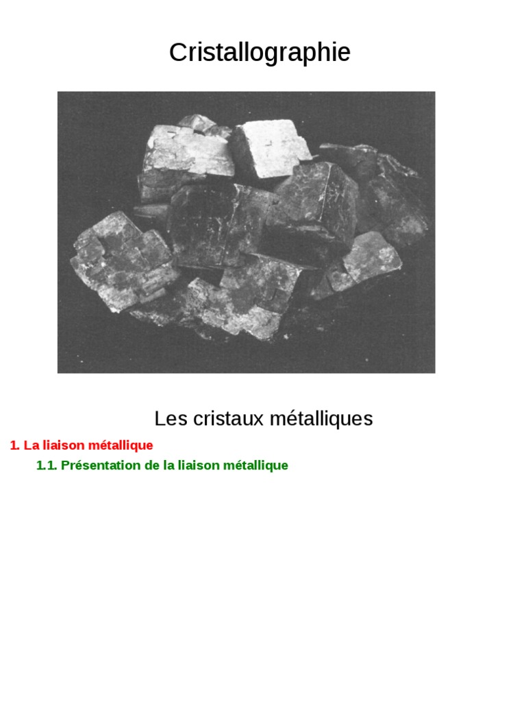 Projection Cristaux Metalliques | PDF | Structure cristalline | Cristal