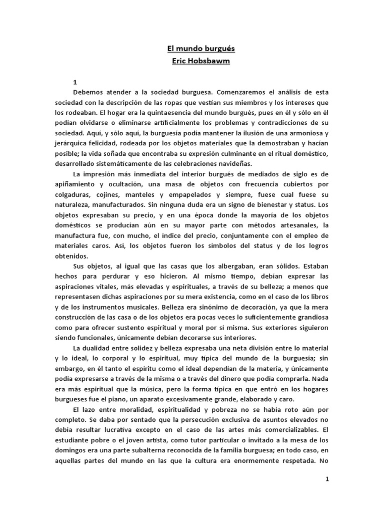 3.0) El Mundo Burgués (Resumen) | PDF | Clase media | Burguesía