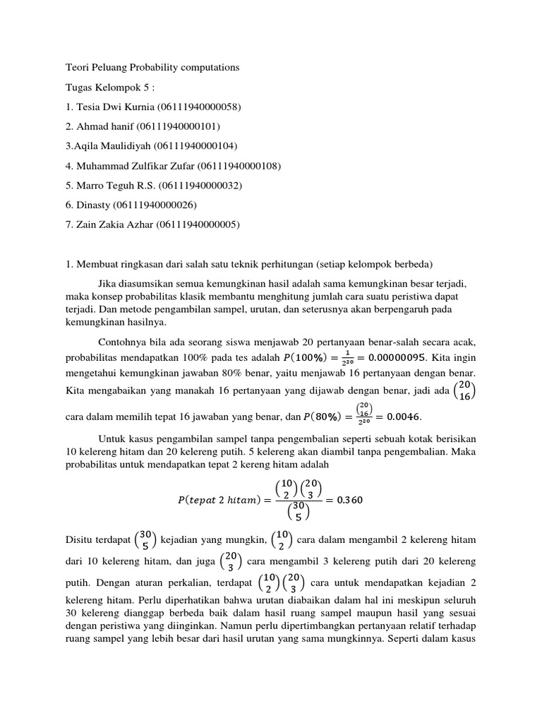 Probability Computation | PDF