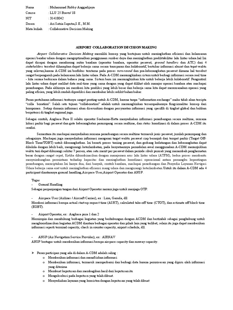 Airport Collaborative Decision Making | PDF