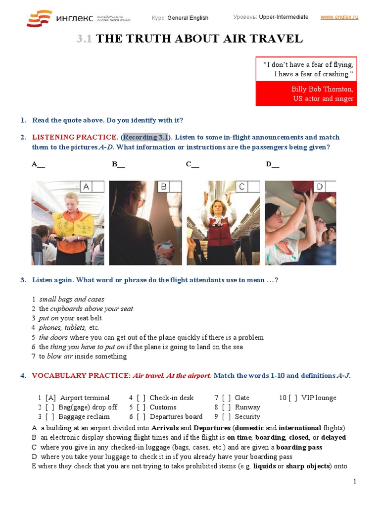 Air Travel Vocabulary and Practices | PDF | Baggage | Airport