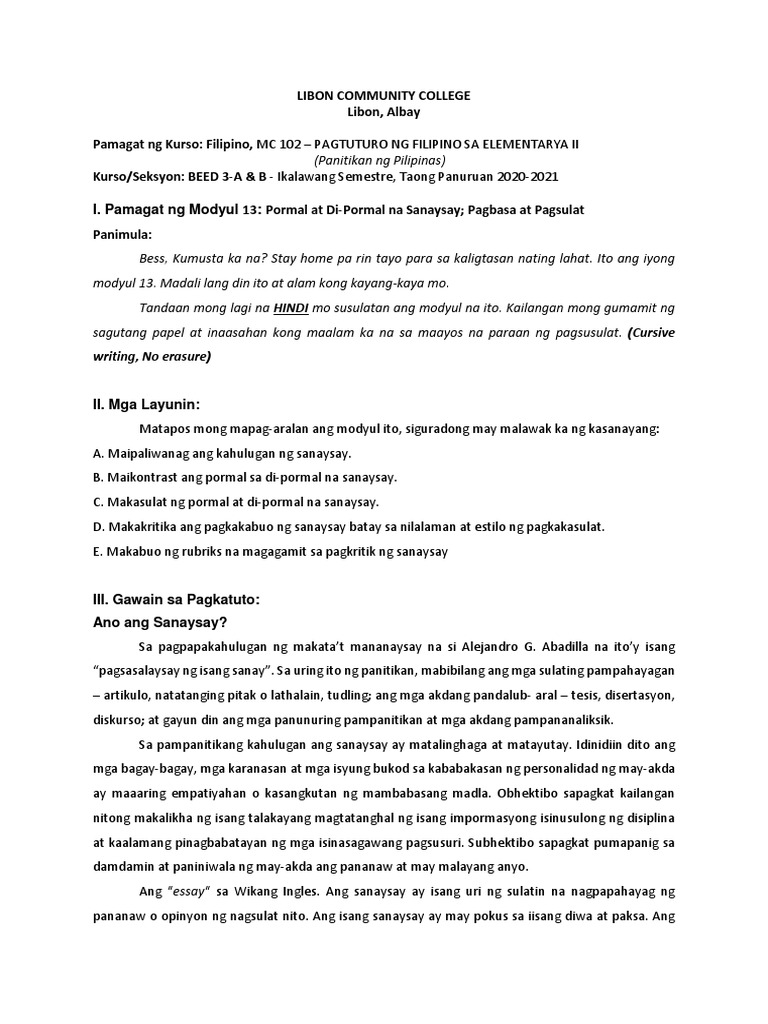 MC Fil 102 Module 13 | PDF