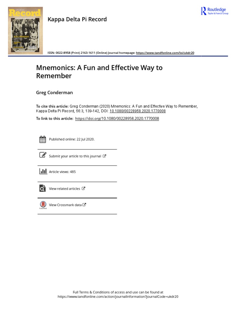 Mnemonics A Fun and Effective Way To Remember | PDF | Mnemonic | Acronym