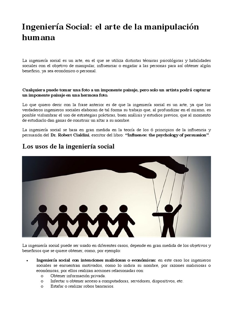 Ingeniería Social, El Arte de La Manipulación Humana | PDF | Ingeniería ...