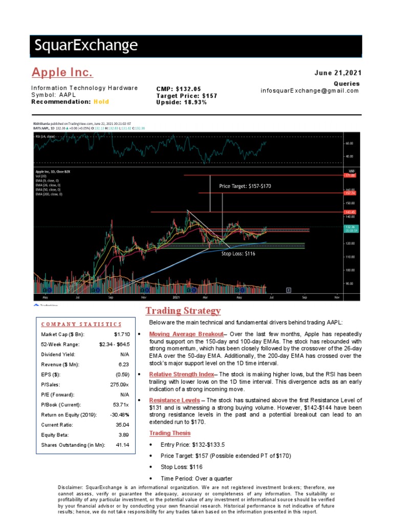 Apple Inc. Stock Analysis Report | PDF | Stocks | Financial Markets