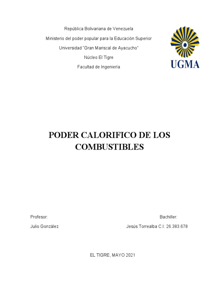 Poder Calorífico de Combustibles | PDF | Combustión | Combustibles