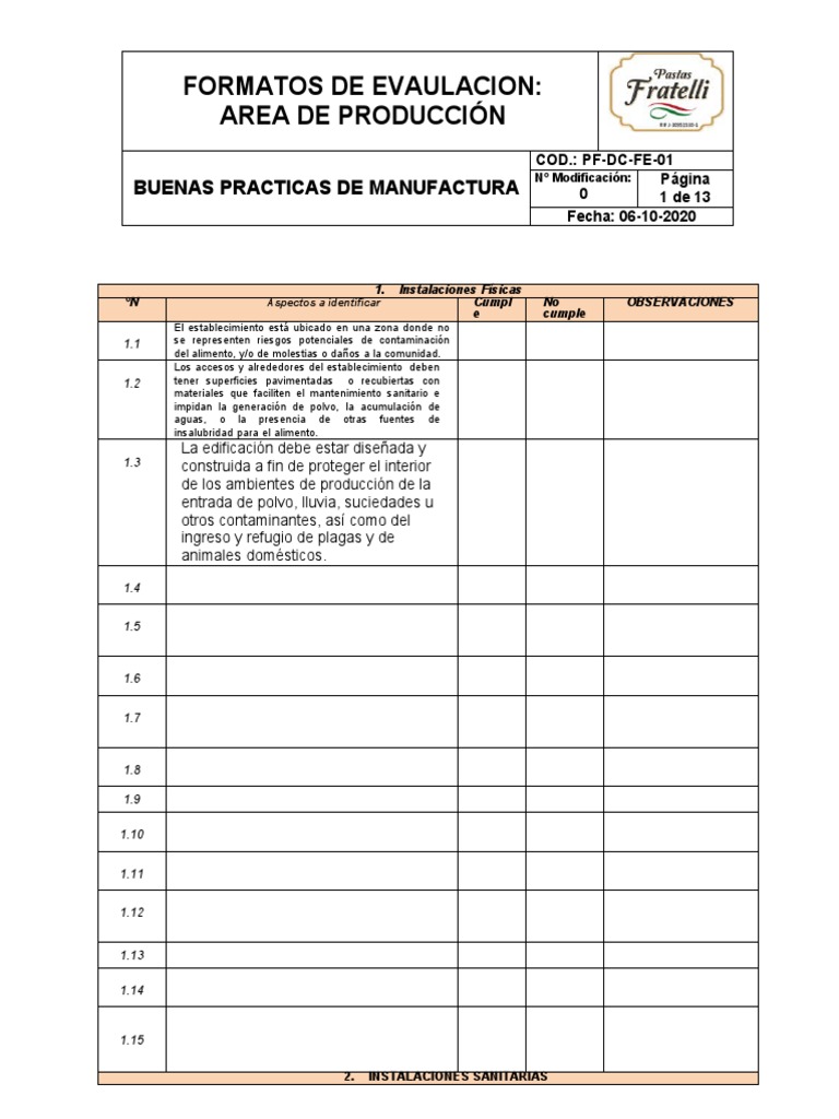 Check List BPM | PDF | Agua | Alimentos