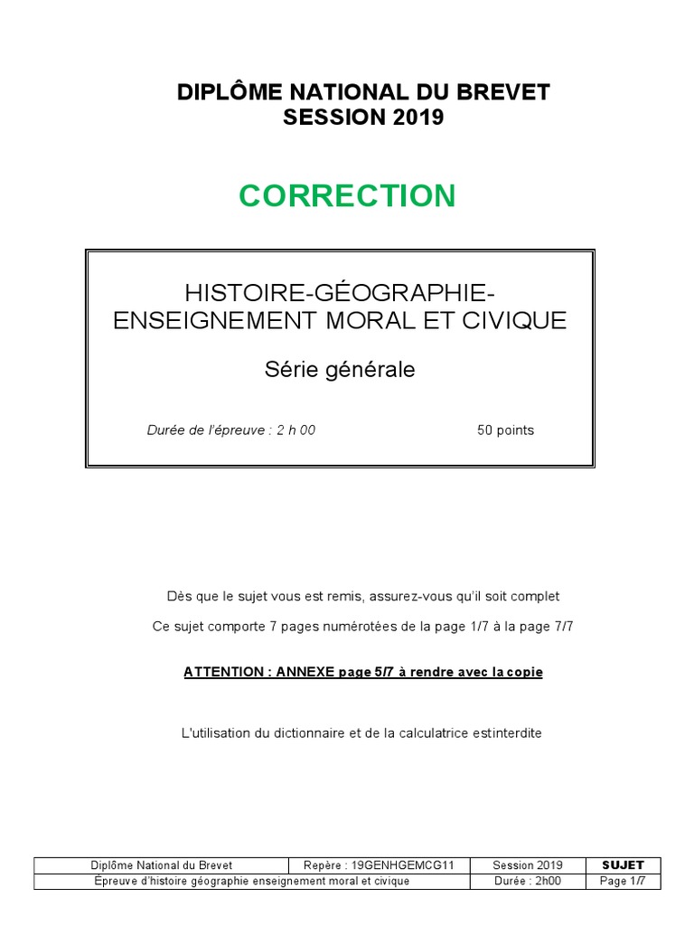 Correction Brevet HG Emc Centres Etrangers 2019 | PDF | Guerre froide | Racisme