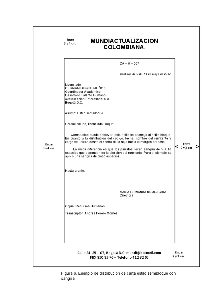 Esquema 6 Ejemplo de Distribucion de Carta Estilo Semibloque Con ...