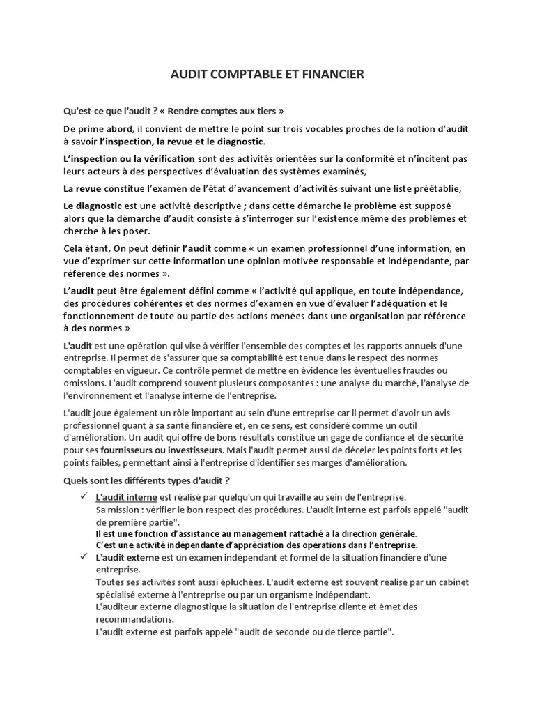 Audit C&F | PDF | Audit financier | Audit