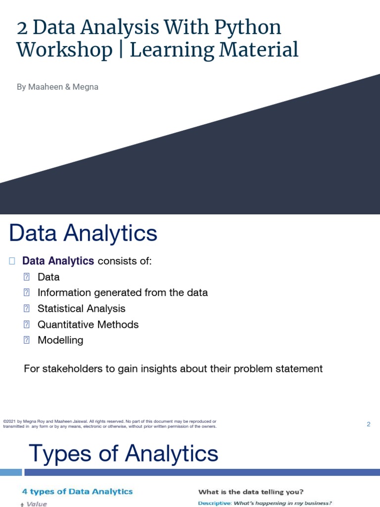 2 Data Analysis With Python Workshop - Learning Material: by Maaheen ...