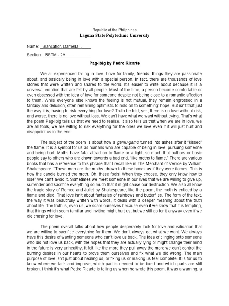 Pag-Ibig by Pedro Ricarte | PDF | Love