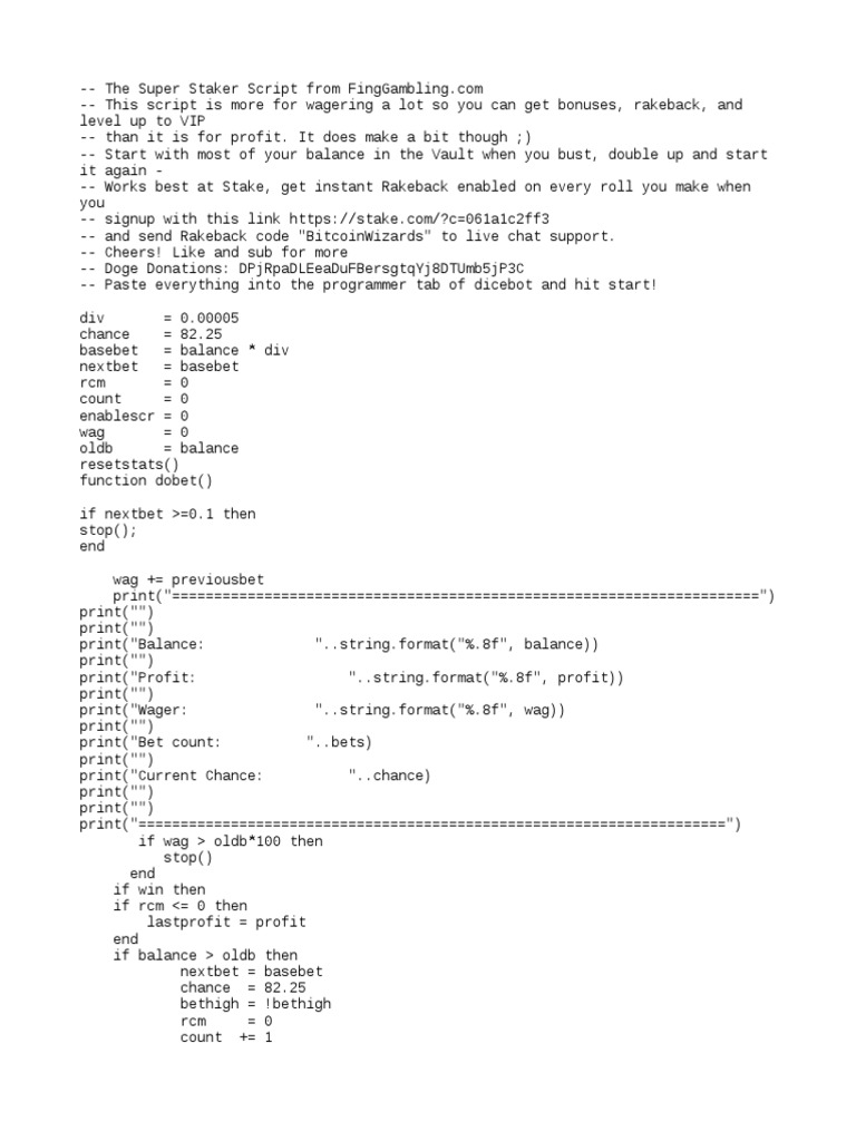 SuperStaker DiceBot Script | PDF