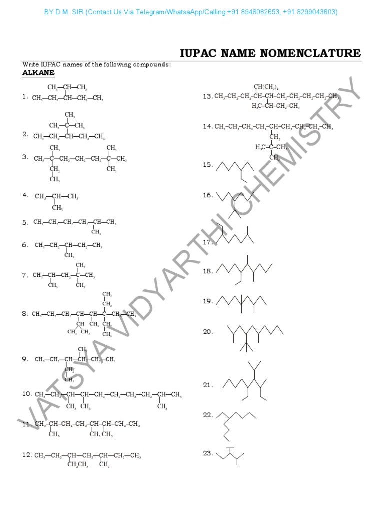 11-IUPAC Nomenclature (Assignment) | PDF | Aldehyde | Organic Chemistry