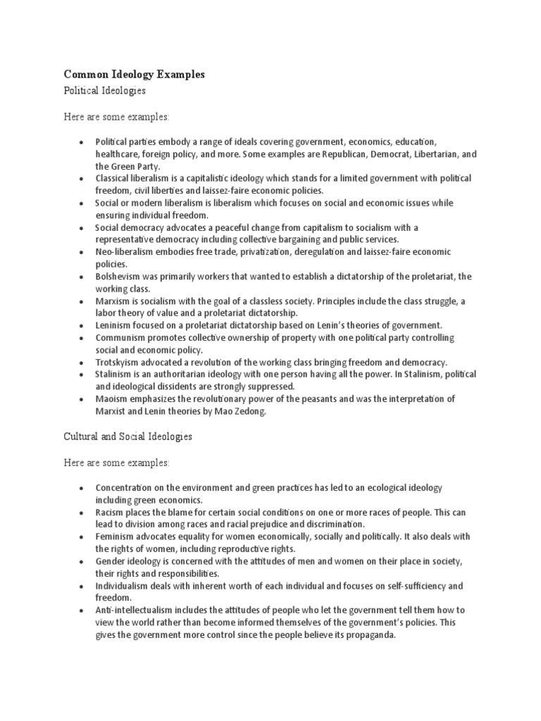 Common Ideology Examples: Here Are Some Examples | PDF | Communism ...