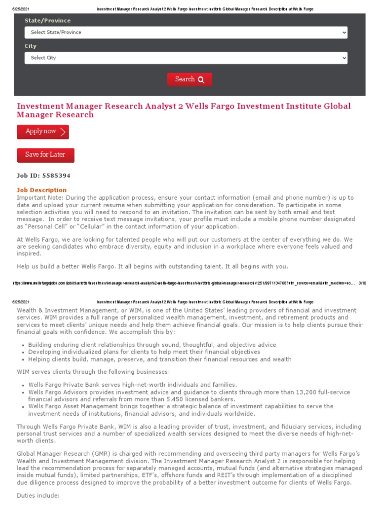 Investment Manager Research - Wells Fargo | PDF | Investment Management ...