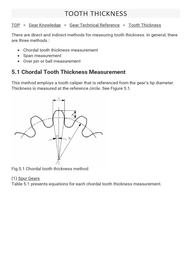 Tooth Thickness | PDF | Gear | Mechanical Engineering