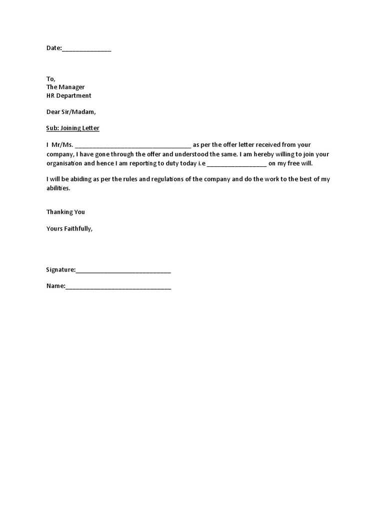 Employee Joining Letter | PDF