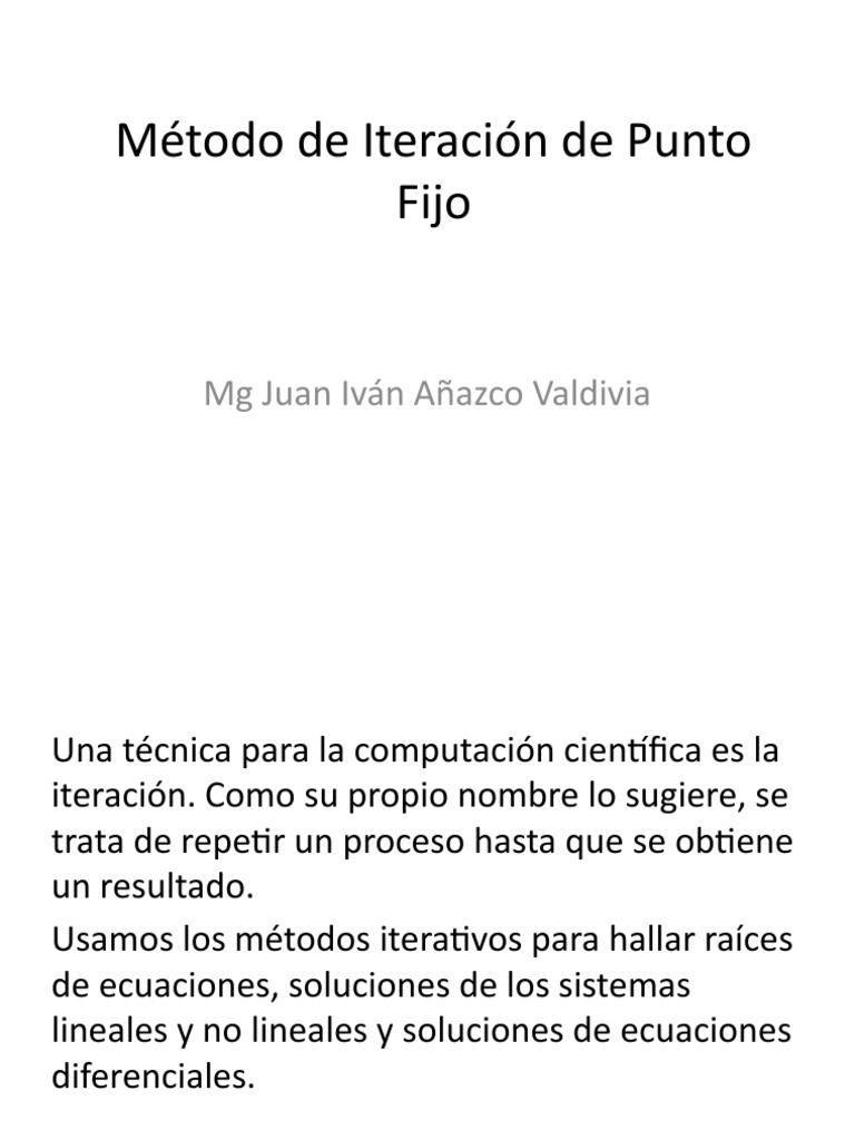 Método de Iteración de Punto Fijo | PDF | Iteración | Función (Matemáticas)