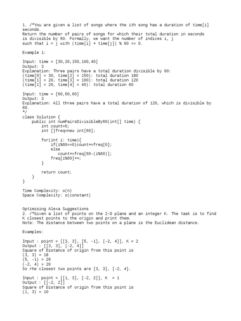 Amazon Questions | PDF | Time Complexity | Computer Programming