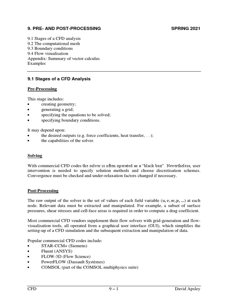 Pre-And Post-Processing SPRING 2021 | PDF | Computational Fluid ...