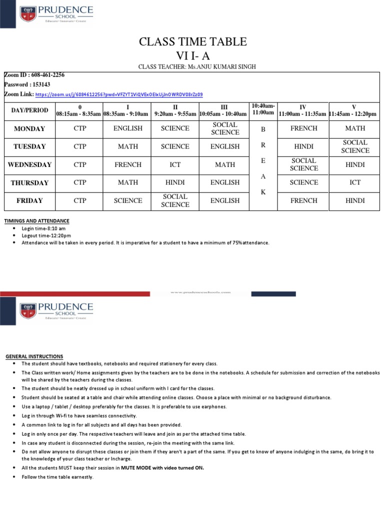 7a Time Table 2021-22 | PDF | Computing And Information Technology ...