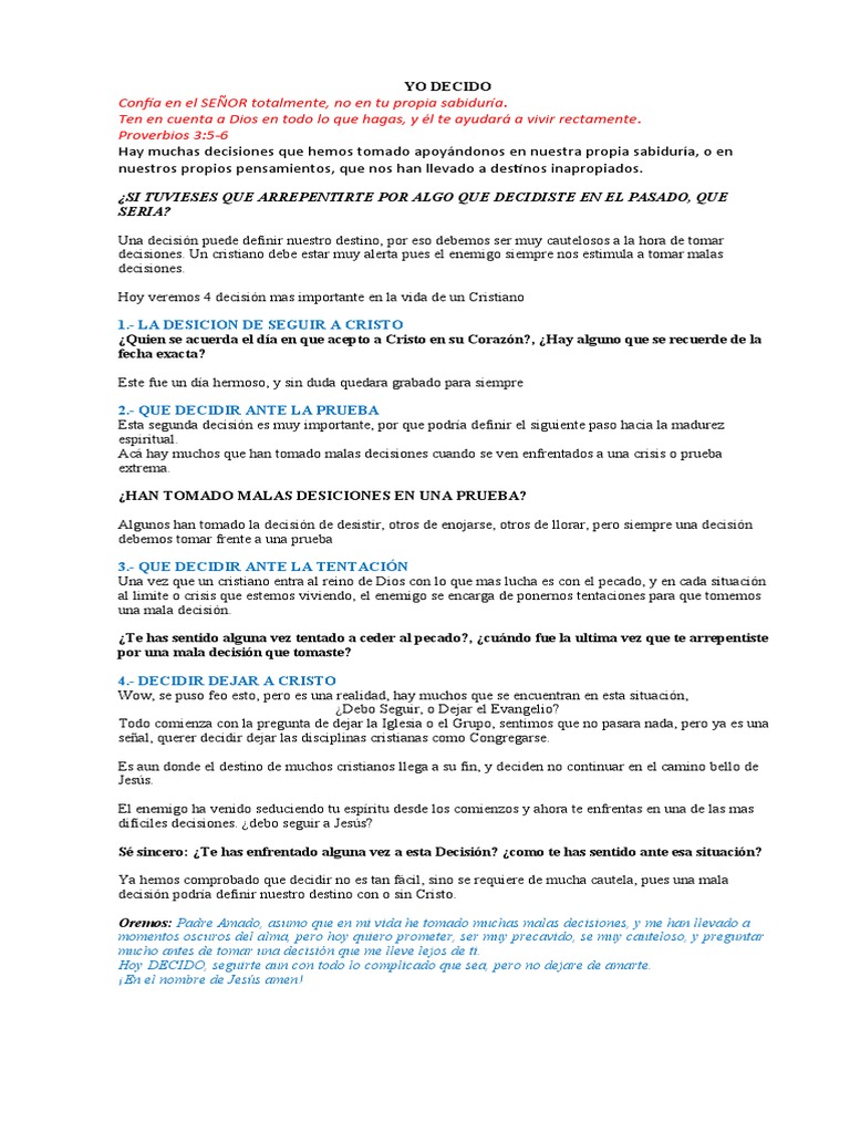 Yo Decido | PDF | Cristo (título) | Pecado