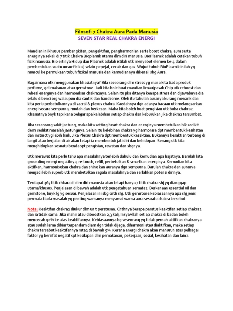 Filosofi 7 Chakra Aura Manusia | PDF