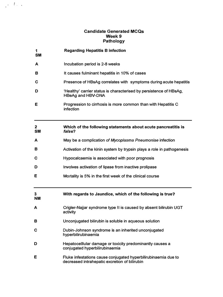 017 Pathology MCQ ACEM Primary GIT | PDF | Hepatitis | Diabetes