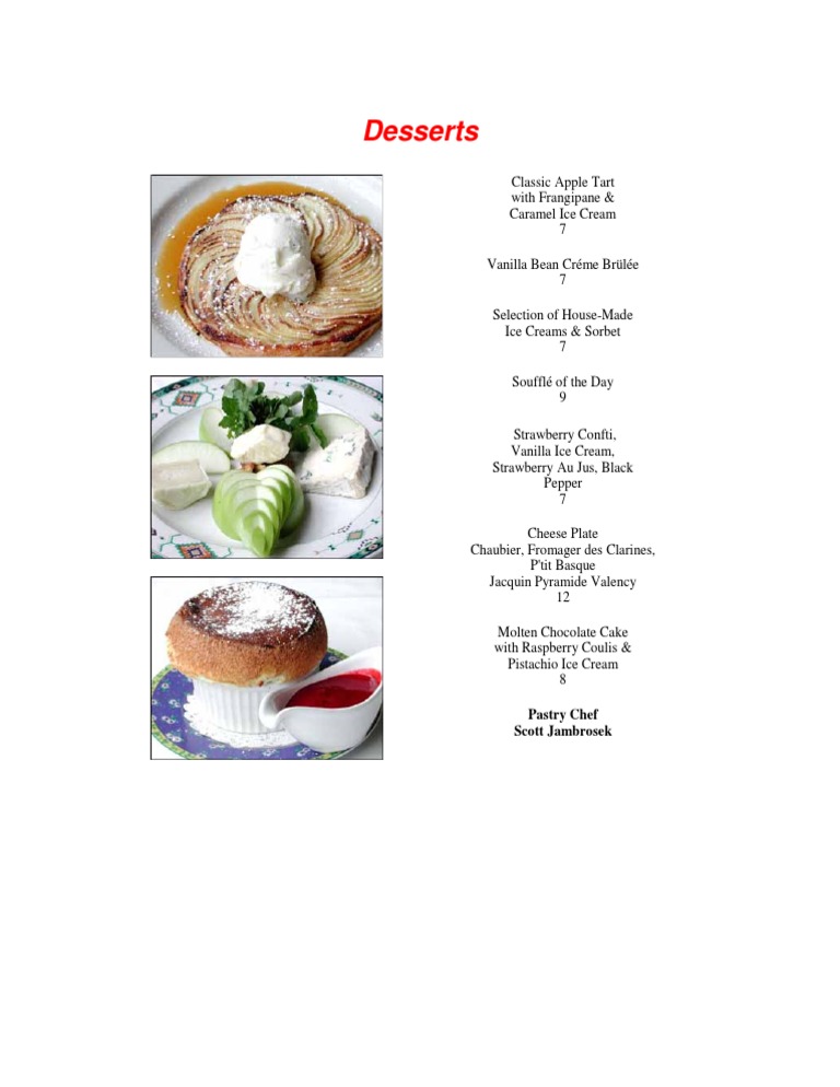 Gourmet Dessert Menu Highlights | PDF