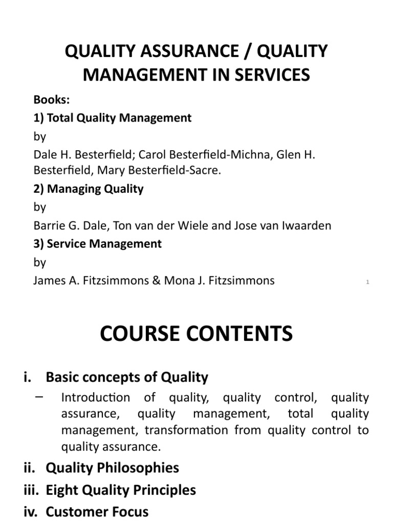 Quality Management in Manufacturing & Services | PDF | Supply Chain ...