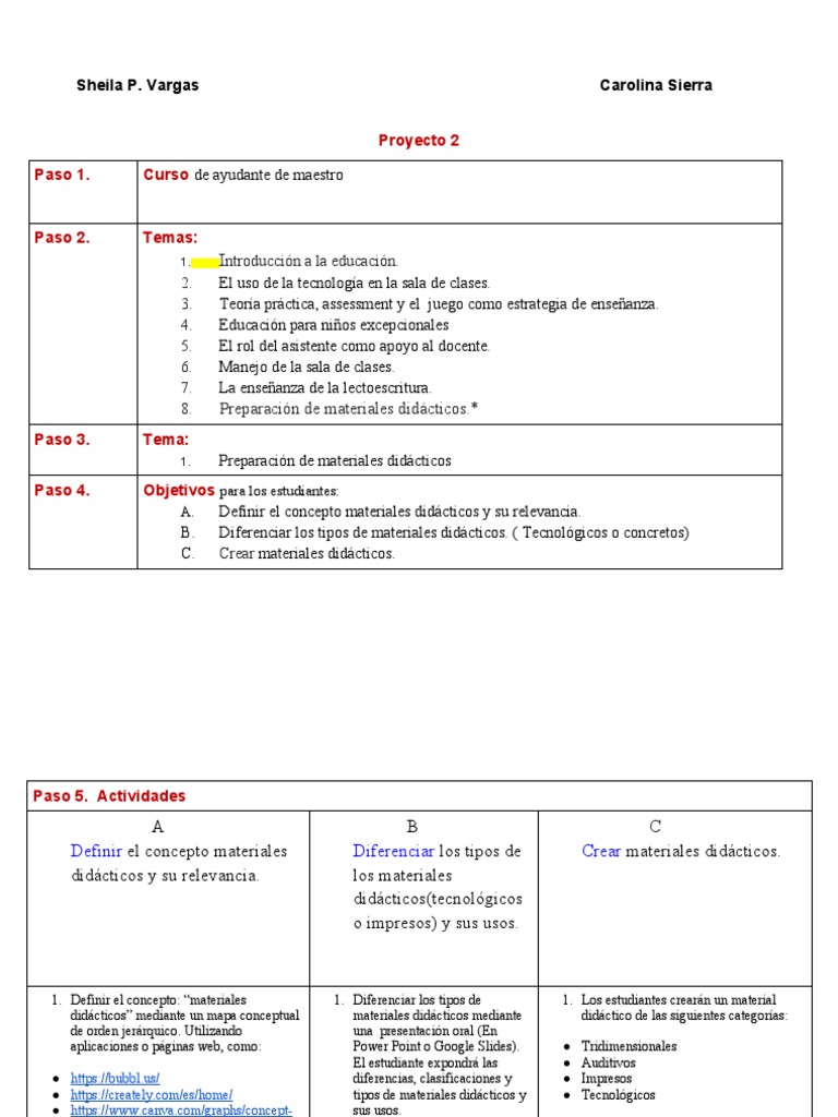 Proyecto 2 Educ 802 Carolina | PDF | Enseñando | Pedagogía