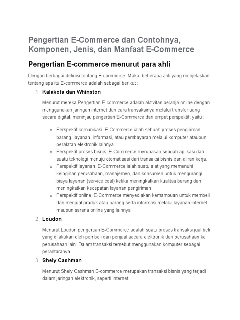 Pengertian E-Commerce - PHB FE Juni | PDF | Pengelolaan Keuangan & Uang ...
