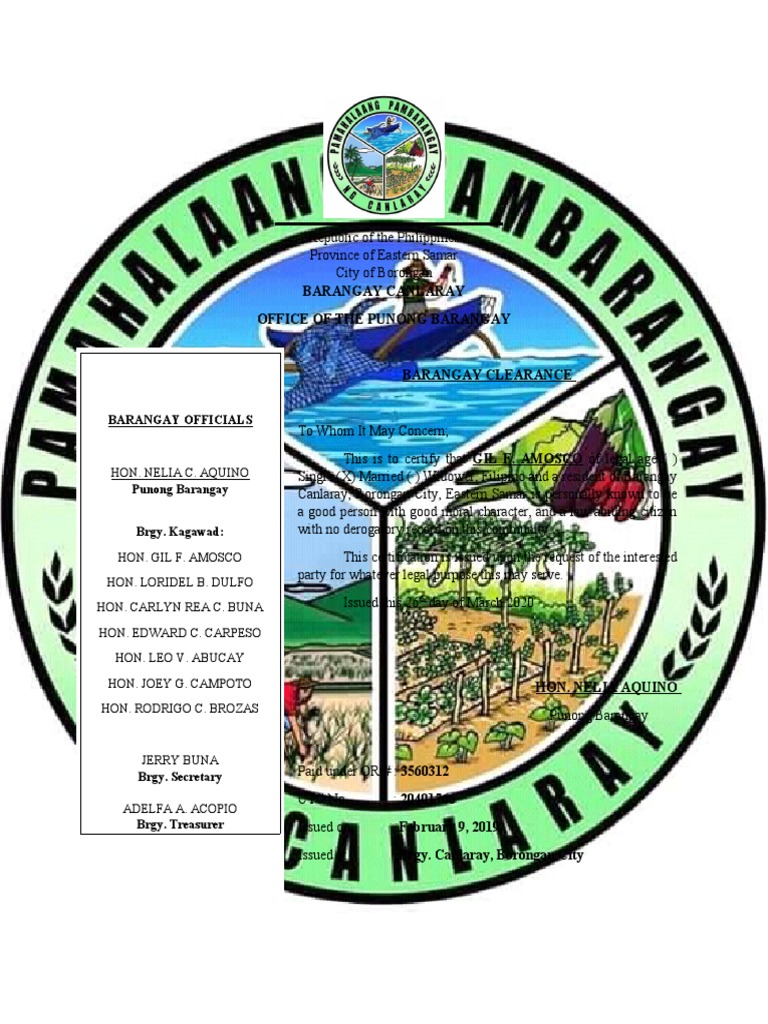 Barangay Clearance Certification | PDF