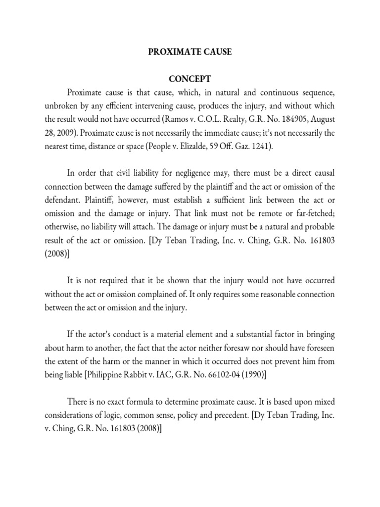 Proximate Cause | PDF | Proximate Cause | Burden Of Proof (Law)