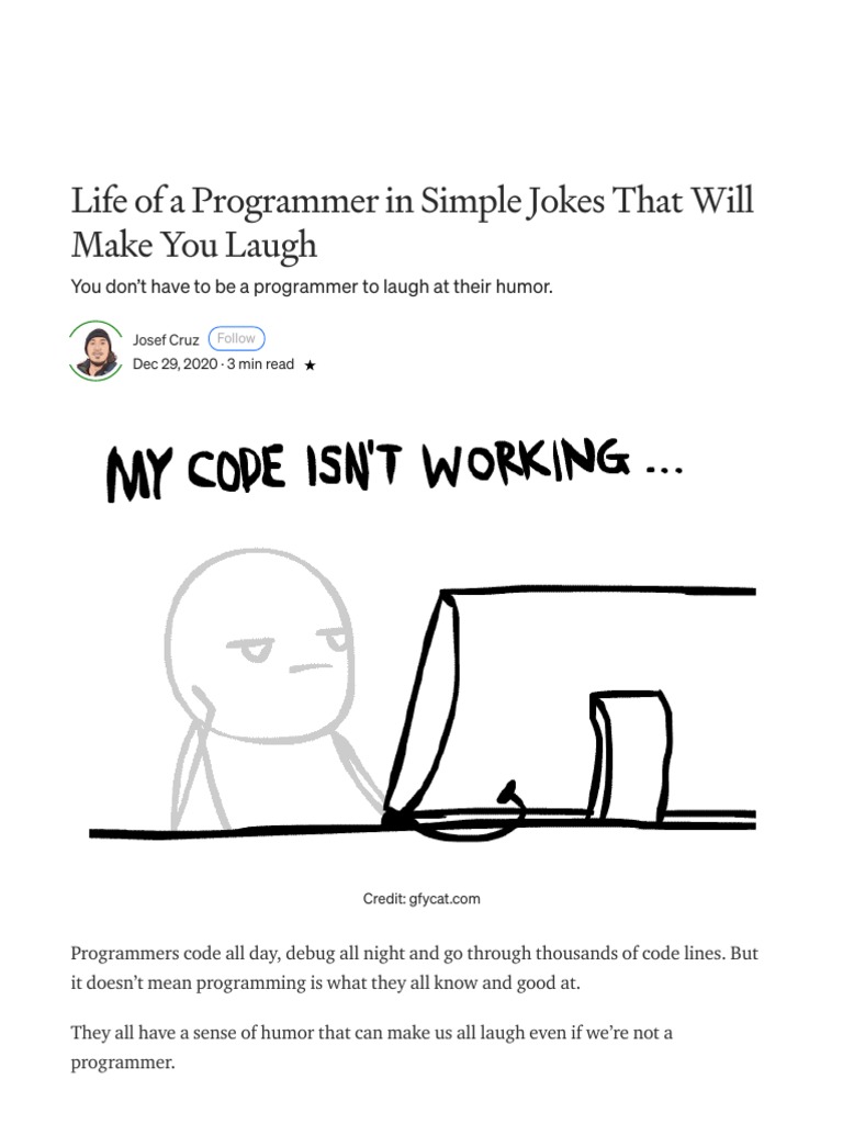 Life Of A Programmer In Simple Jokes That Will Make You Laugh By Josef Cruz Javascript In 