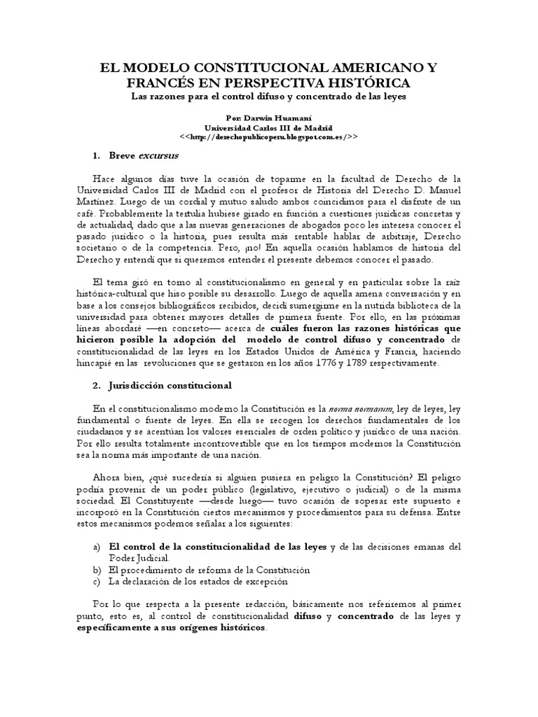 El Modelo Constitucional Americano y Francés en Perspectiva Histórica ...
