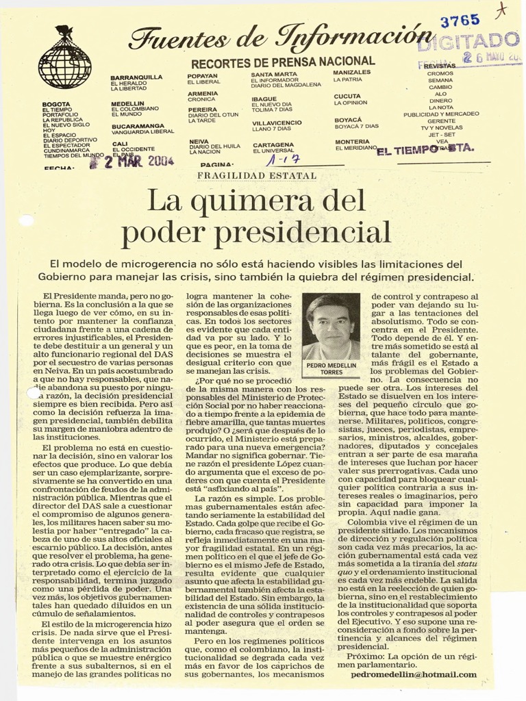 La Quimera Del Poder Presidencial | PDF | Estado (política) | Gobierno