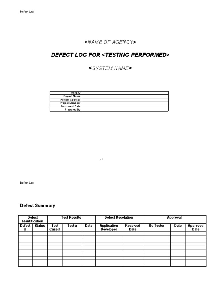 Defect Log for System Testing | PDF | Law | Technology & Engineering