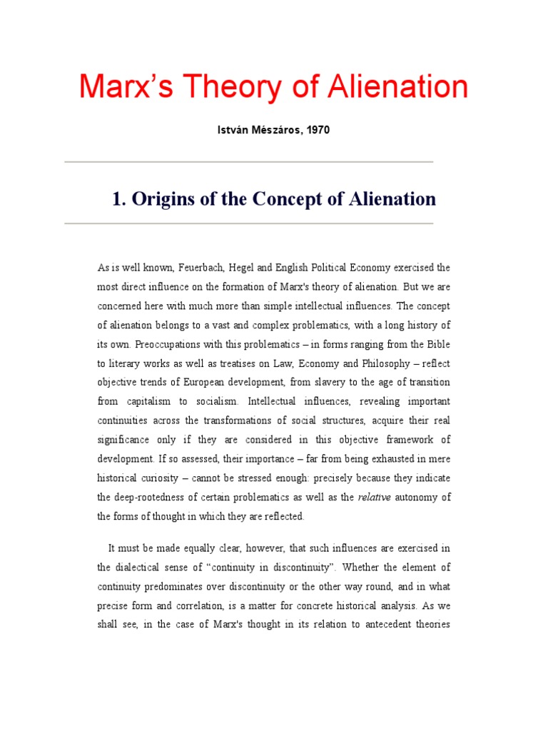 Marx's Theory of ALIENATION | PDF | Marx's Theory Of Alienation | Georg ...