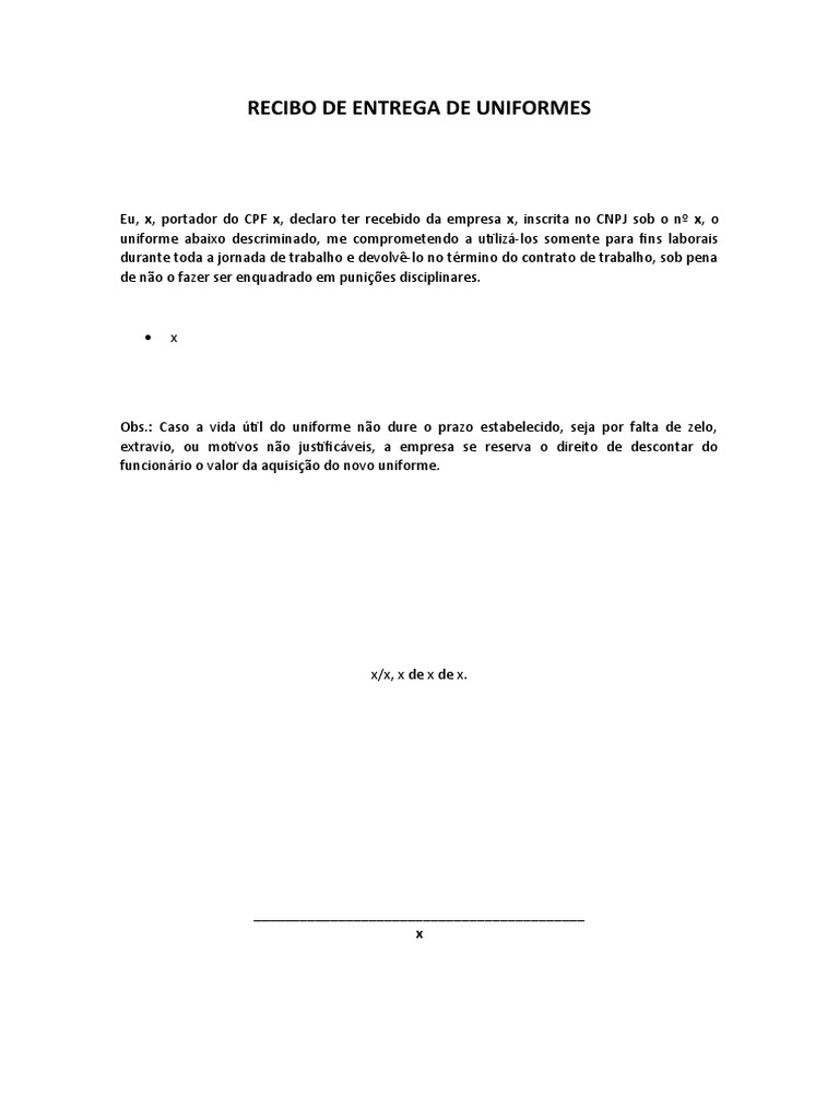 Recibo De Entrega De Uniformes Scribd Pdf