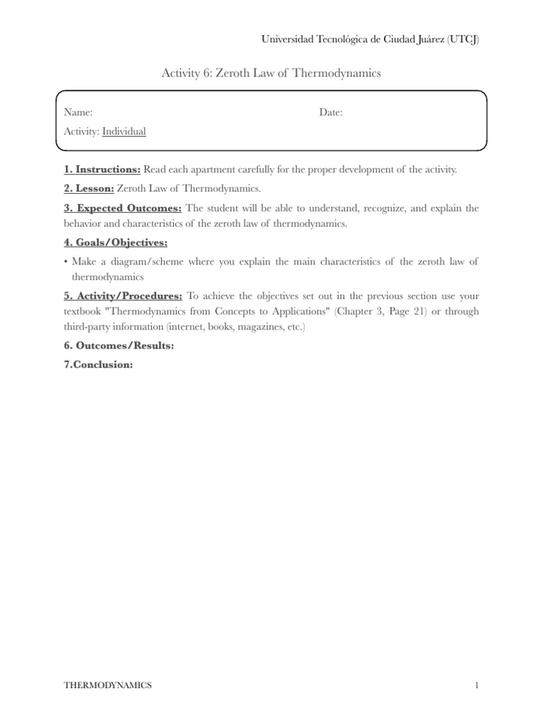 Activity 6 Zeroth Law of Thermodynamics | PDF | Computers