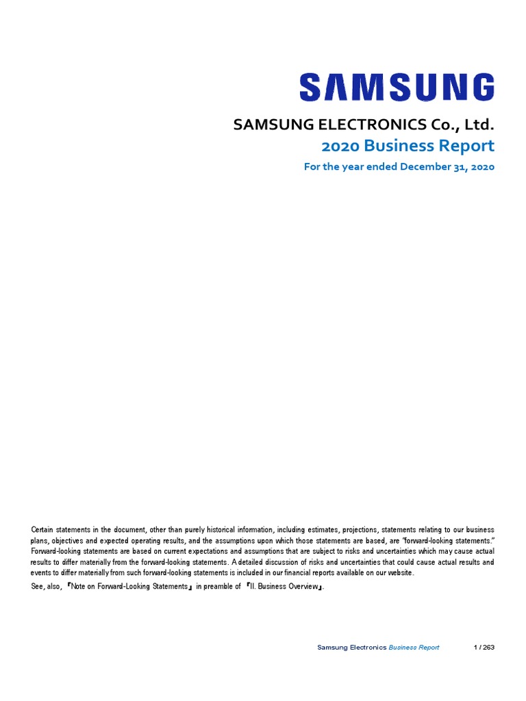 2020 Business Report: Samsung Electronics Co., LTD | PDF | Samsung ...