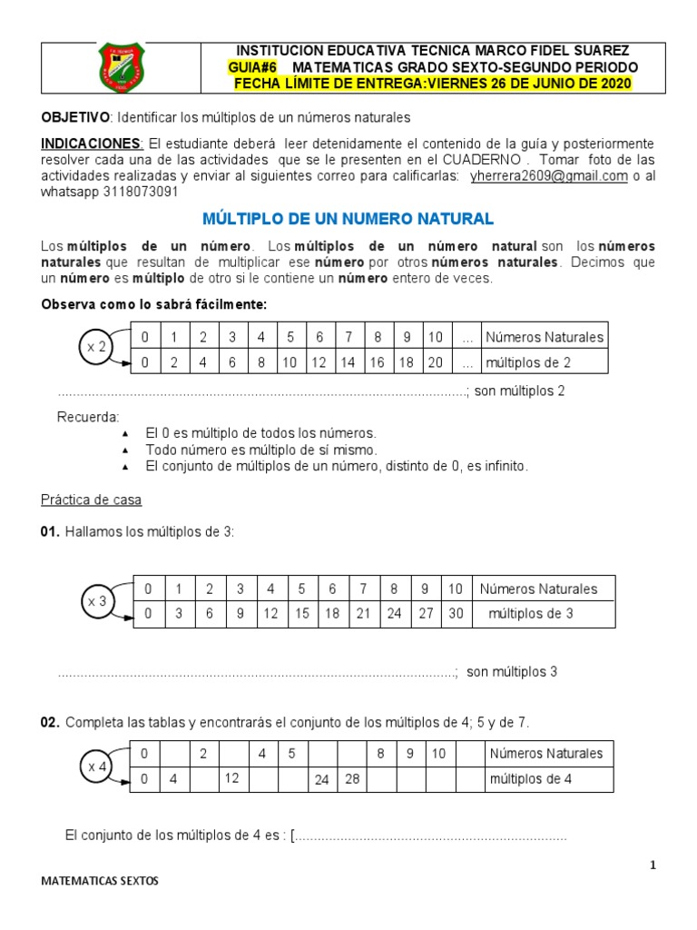 Múltiplos de Números Naturales | PDF | Número natural | Números