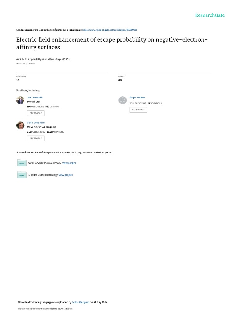 Electric Field Enhancement of Escape Probability On Negative-Electron ...