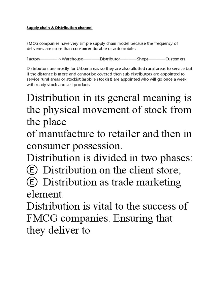 Supply Chain & Distribution Channel | PDF | Retail | Brand