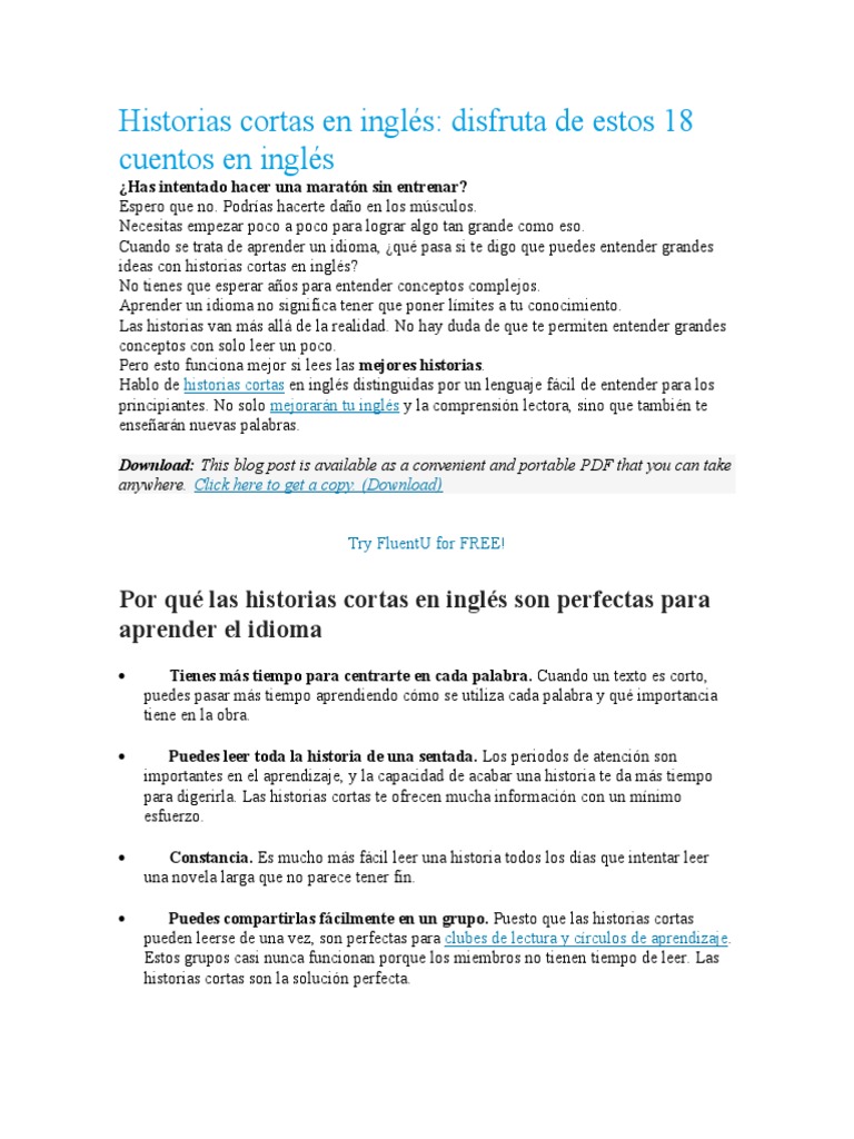 Historias Cortas En Inglés Pdf