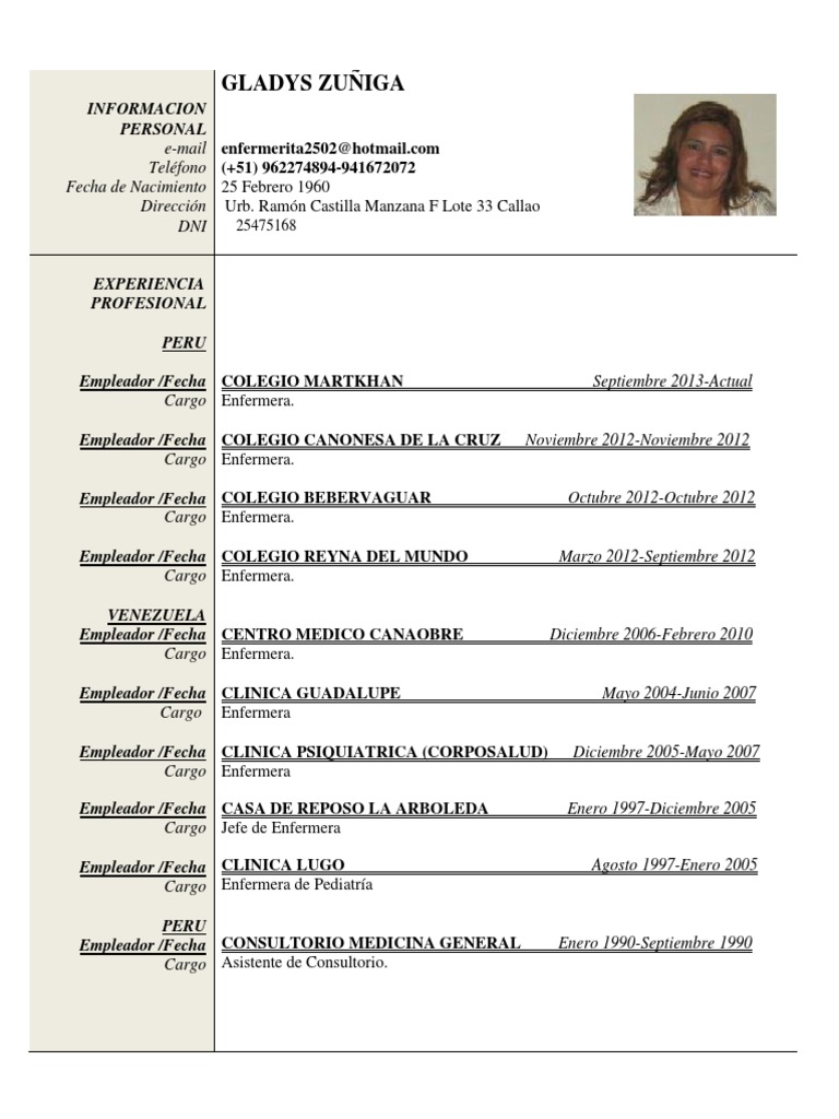 CV Gladys Zuñiga | PDF