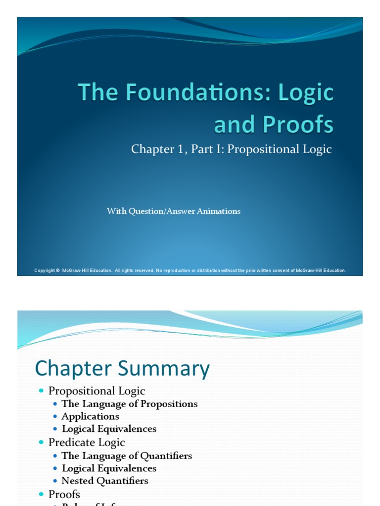 Chapter 1, Part I: Propositional Logic: With Question/Answer Animations | Download Free PDF ...