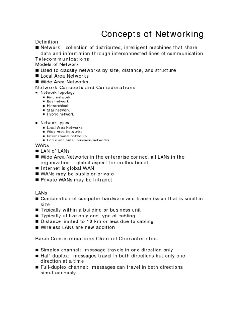 Concepts of Networking: Telecommunications | PDF | Osi Model ...